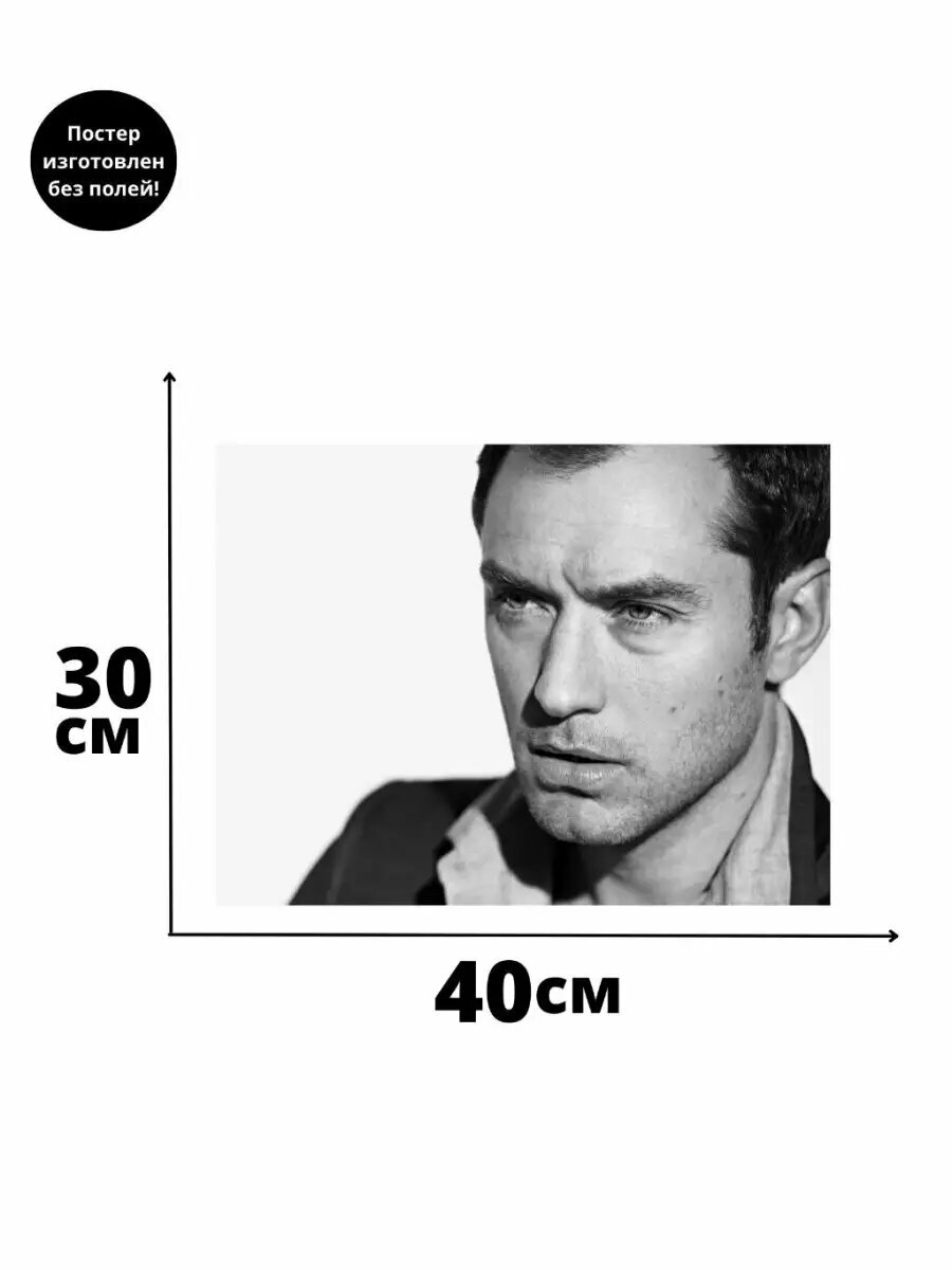 Постер Джуд Лоу, 40 x 30 см (без полей), материал бумага, без рамы