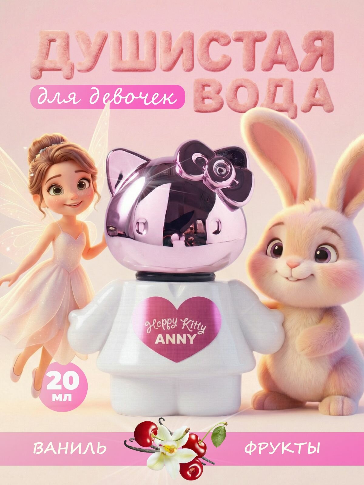 Духи детские для девочки, душистая вода Happy Kitty "Anny" 20 мл. духи для девочек