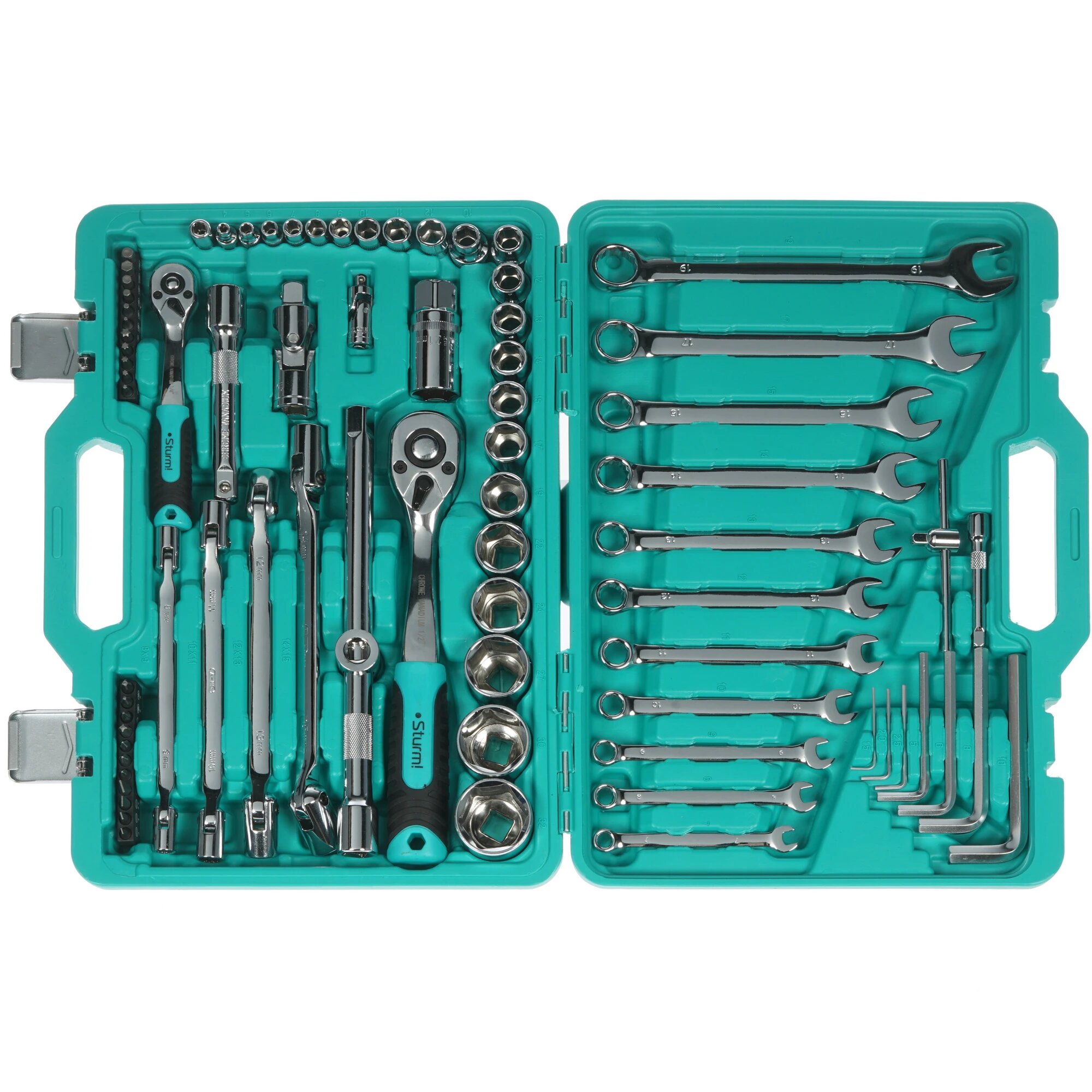 Набор инструментов Sturm! 1045-20-S77, бирюзовый, 77 предметов