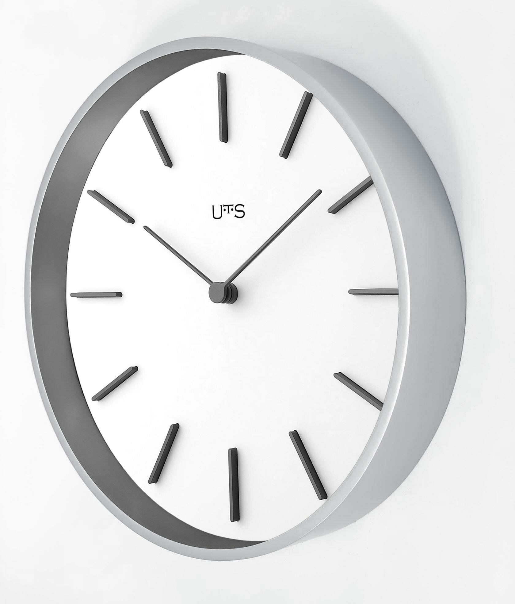 Настенные часы Tomas Stern TS-7332, кварцевые, круглые, серебристый корпус, 32 см