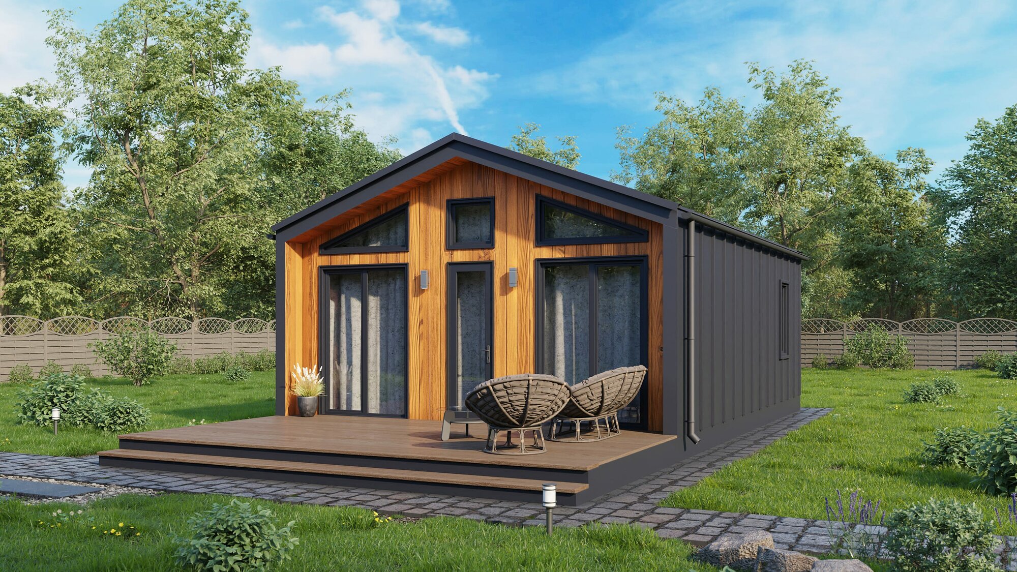 Проект дома ПСК-299 "Лесколово" 1 этаж, 4 комнаты (3 спальни + кухня-столовая).