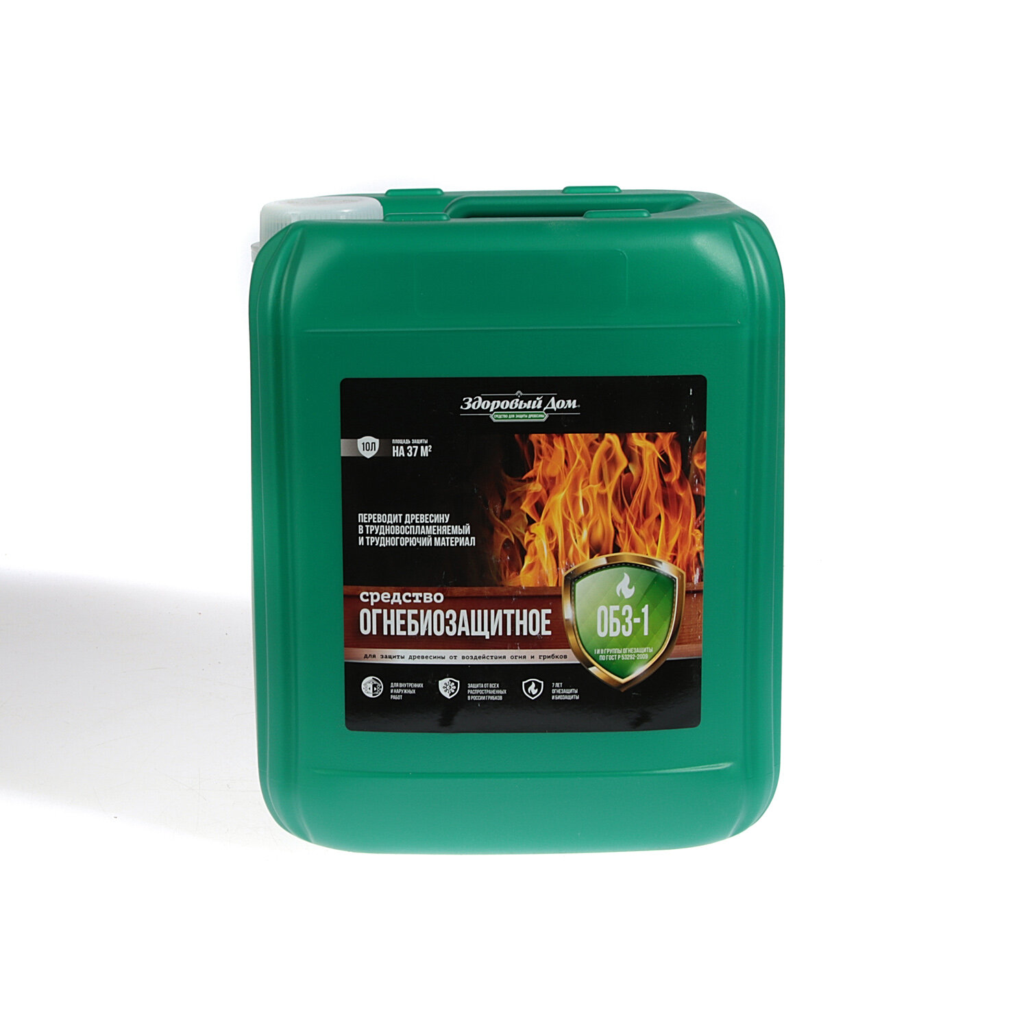 Средство для защиты древесины Здоровый Дом ОгнеБио ОБЗ-1, 10 л, для внутренних и наружных работ