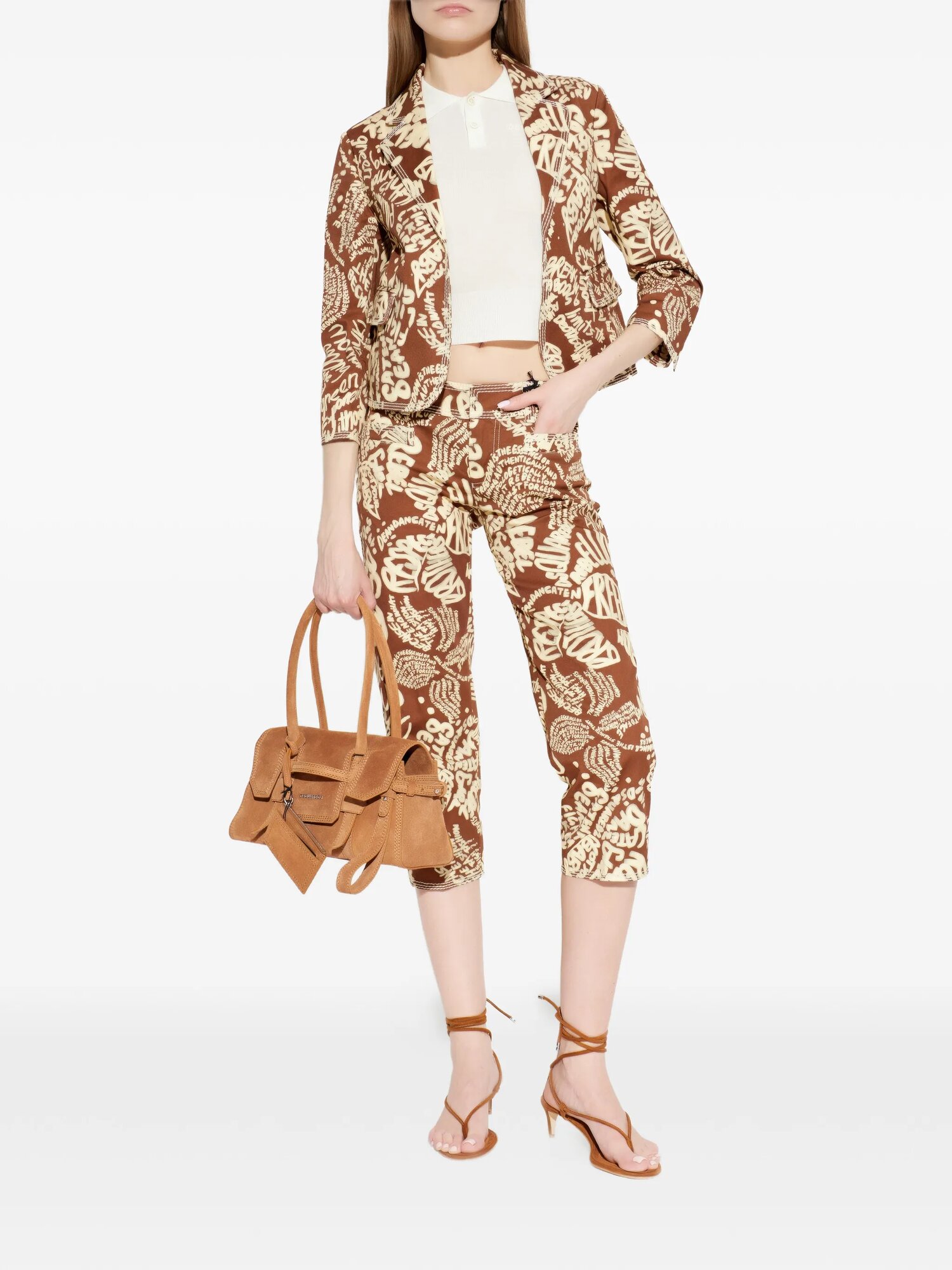 Куртка DSQUARED2 Rebel Hibiscus Maggie, размер 38, brown — фото 1