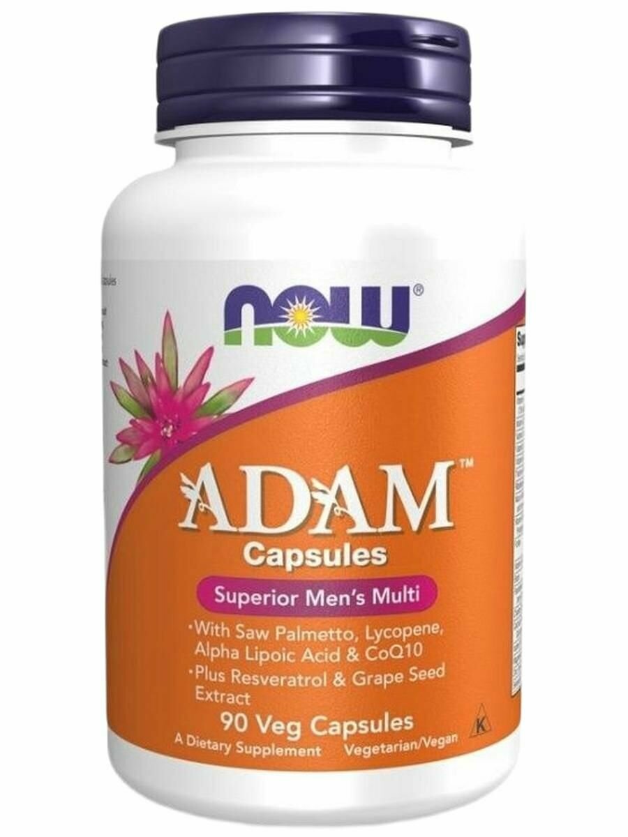 NOW Foods, ADAM Capsules, мультивитамины для мужчин, 90 растительных капсул