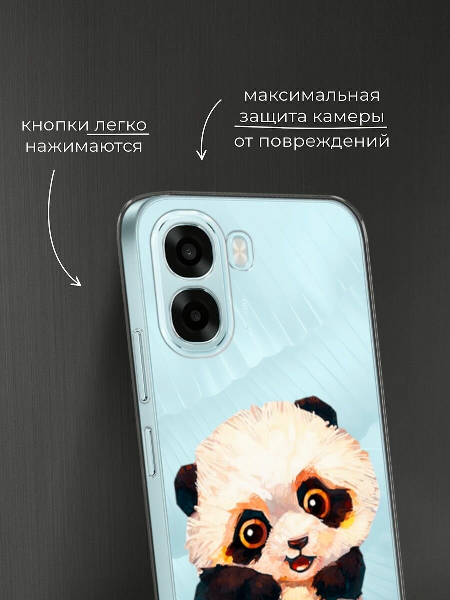 Чехол на Oppo A6x / Оппо A6x с принтом Няшная панда, прозрачный — фото 1