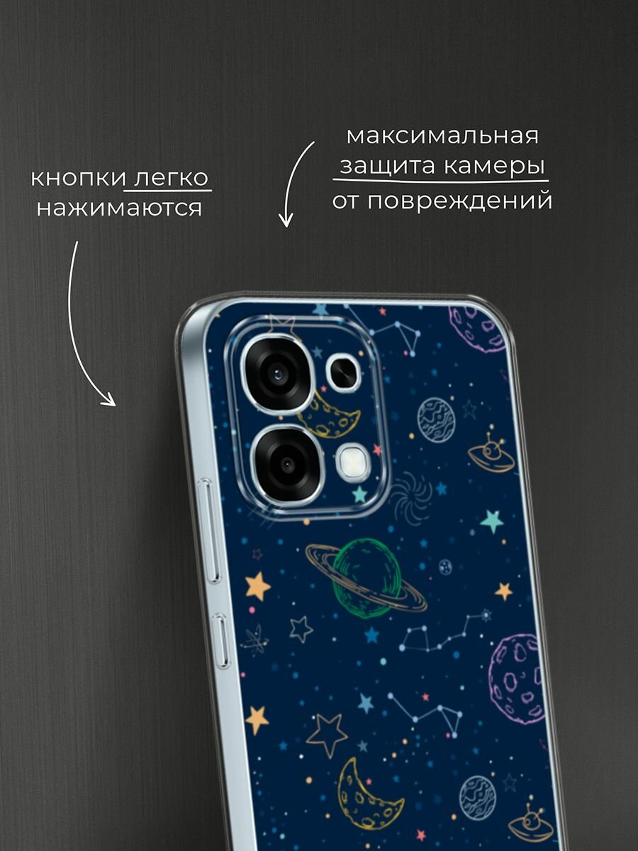 Чехол на Oppo A6 Pro / Оппо A6 Про с принтом темно-синий космос — фото 1