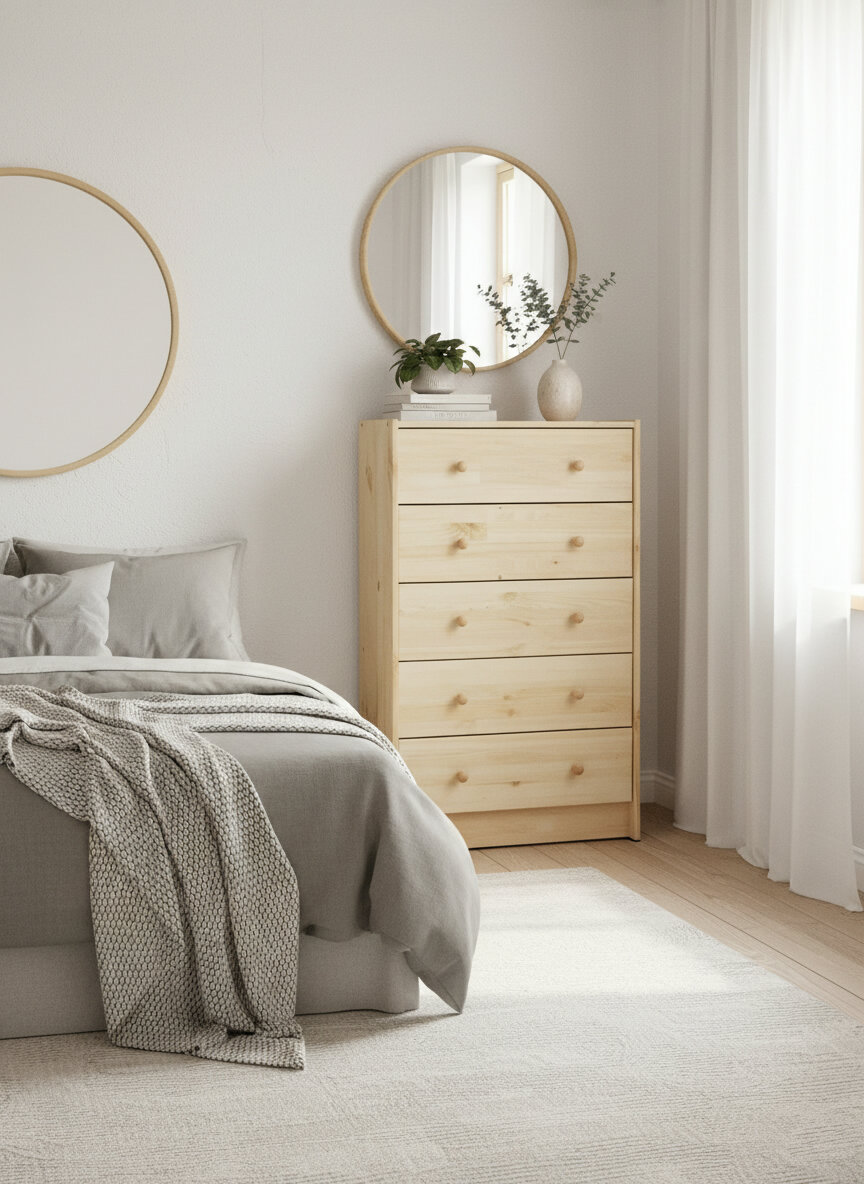 Комод для одежды Раст Rast 5 ящиков, размер 62х30х111 см, массив сосны