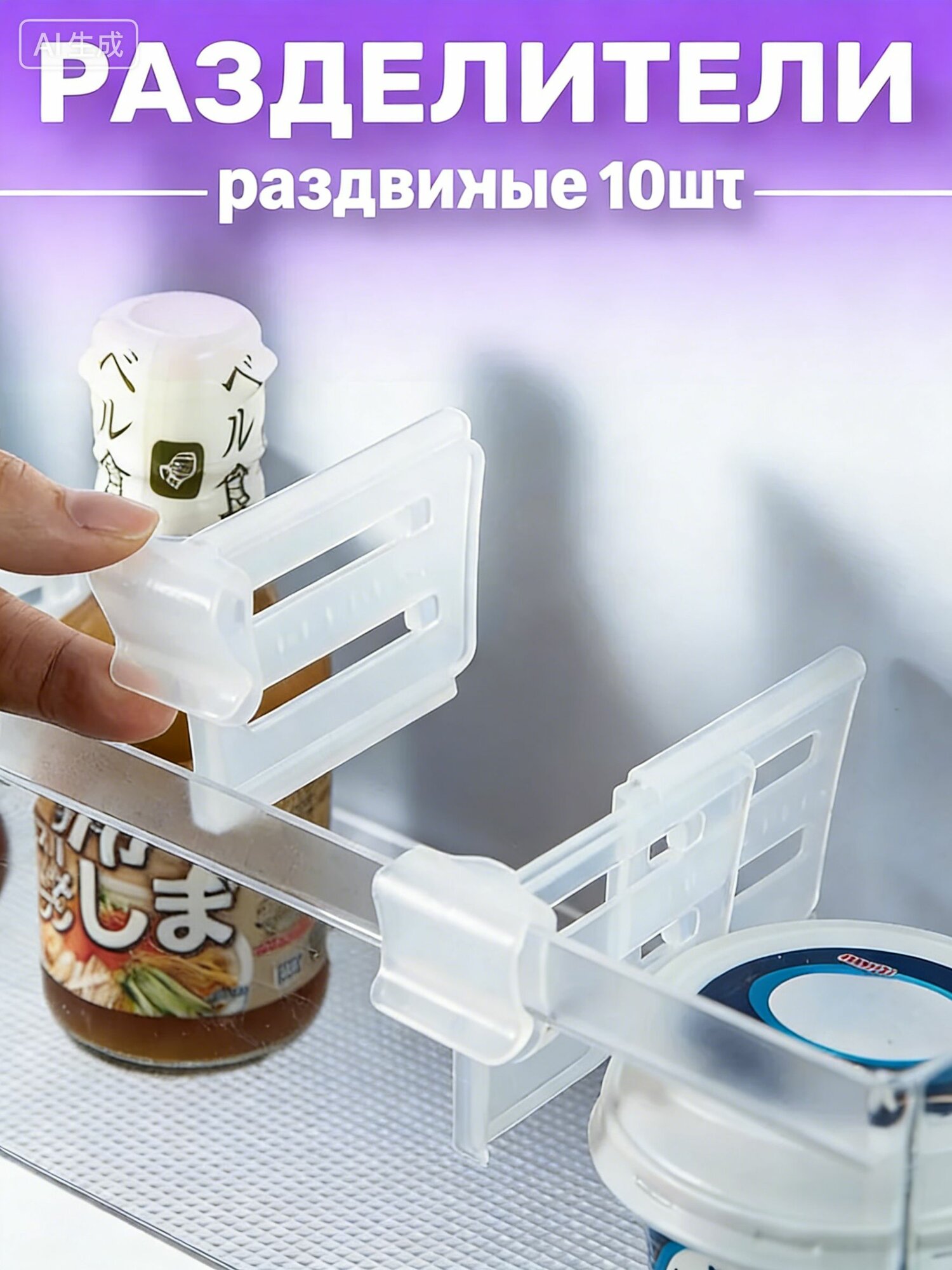 Органайзер перегородка для полок холодильника; белая*10; подходит для холодильного отделения
