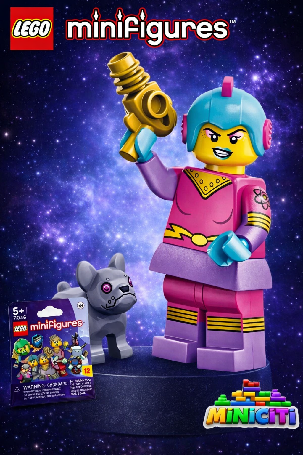 Минифигурка LEGO 71046-4 Ретро-Космическая Героиня Minifigures Серия 26