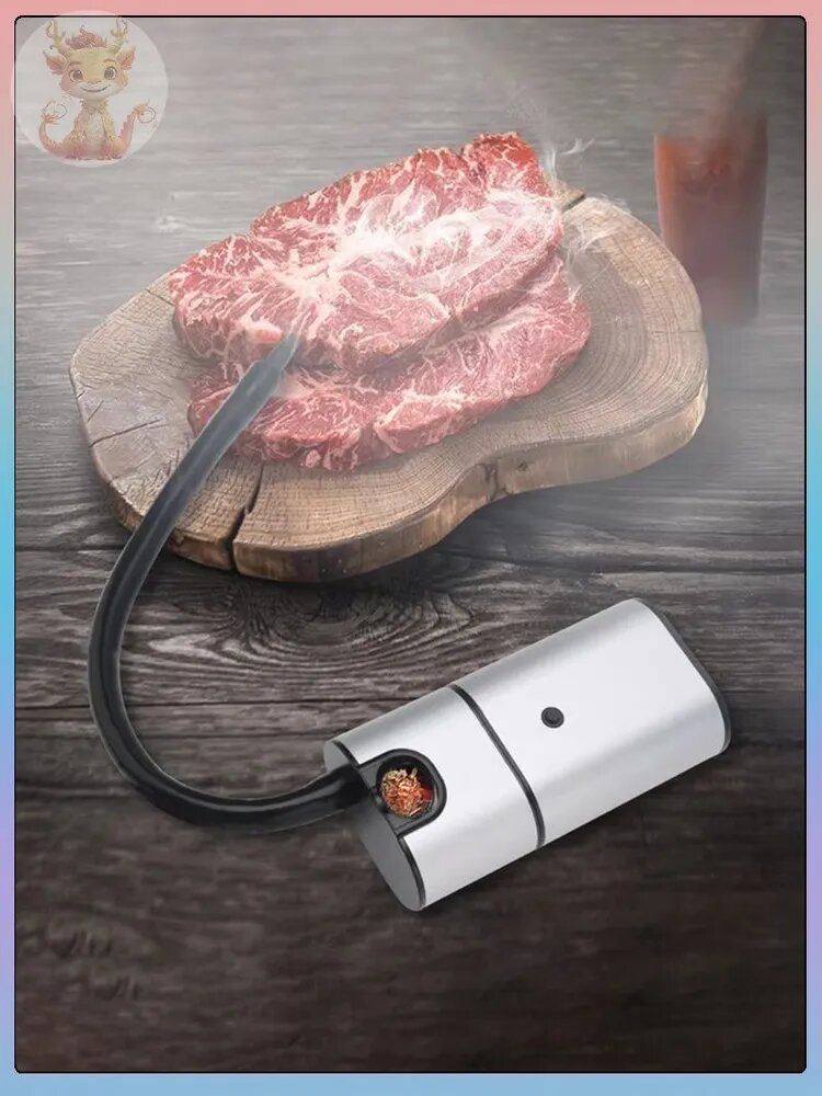 Дымогенератор Для Копчения Ручной портативный серебристый, белый — фото 1