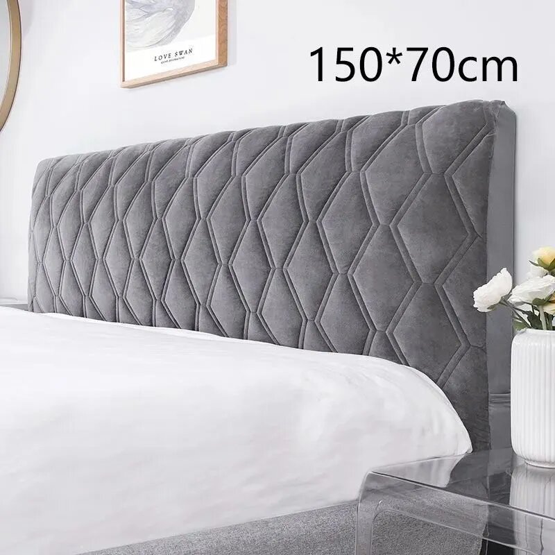 Чехол на мебель для кровати 150*70 см, велюровый серый для изголовья кровати