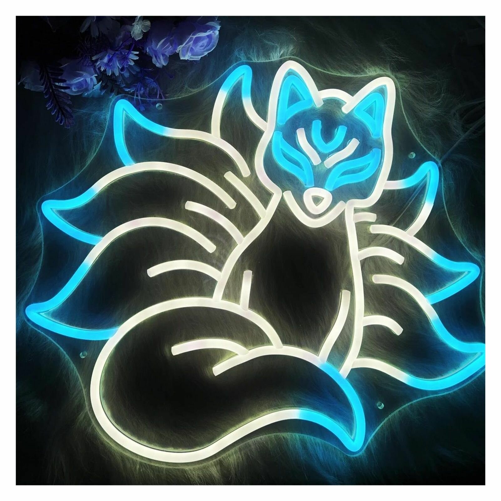 Неоновый свет от девятихвостого лиса 42cmх37cm