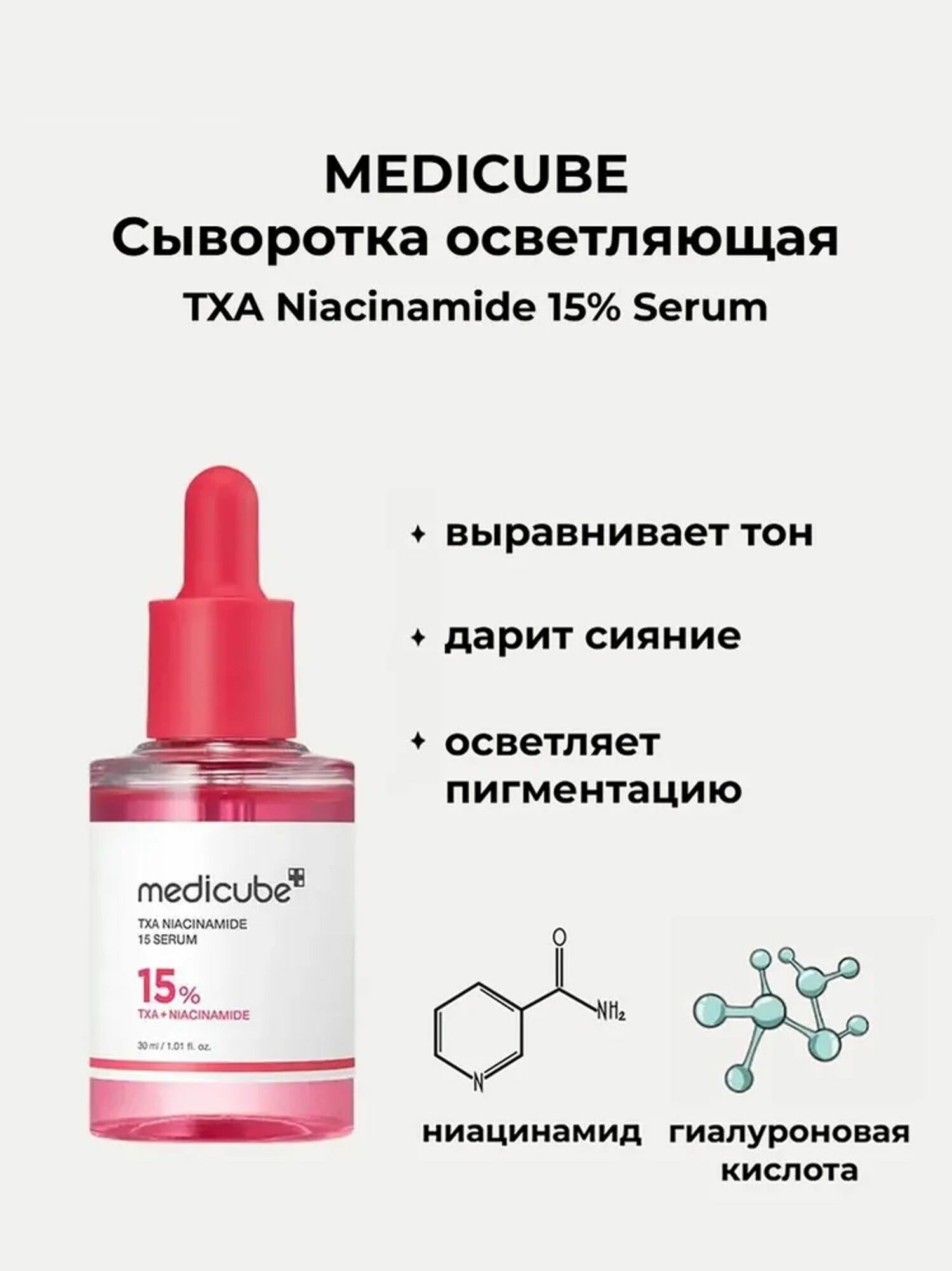 MEDICUBE Сыворотка осветляющая TXA Niacinamide 15% Serum (30 мл)