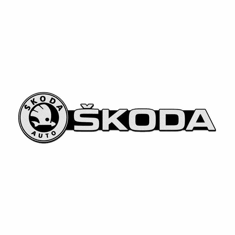 Наклейка для автомобиля Skoda Эмблема на динамики 55*14mm Виниловая пленка 2шт — фото 1