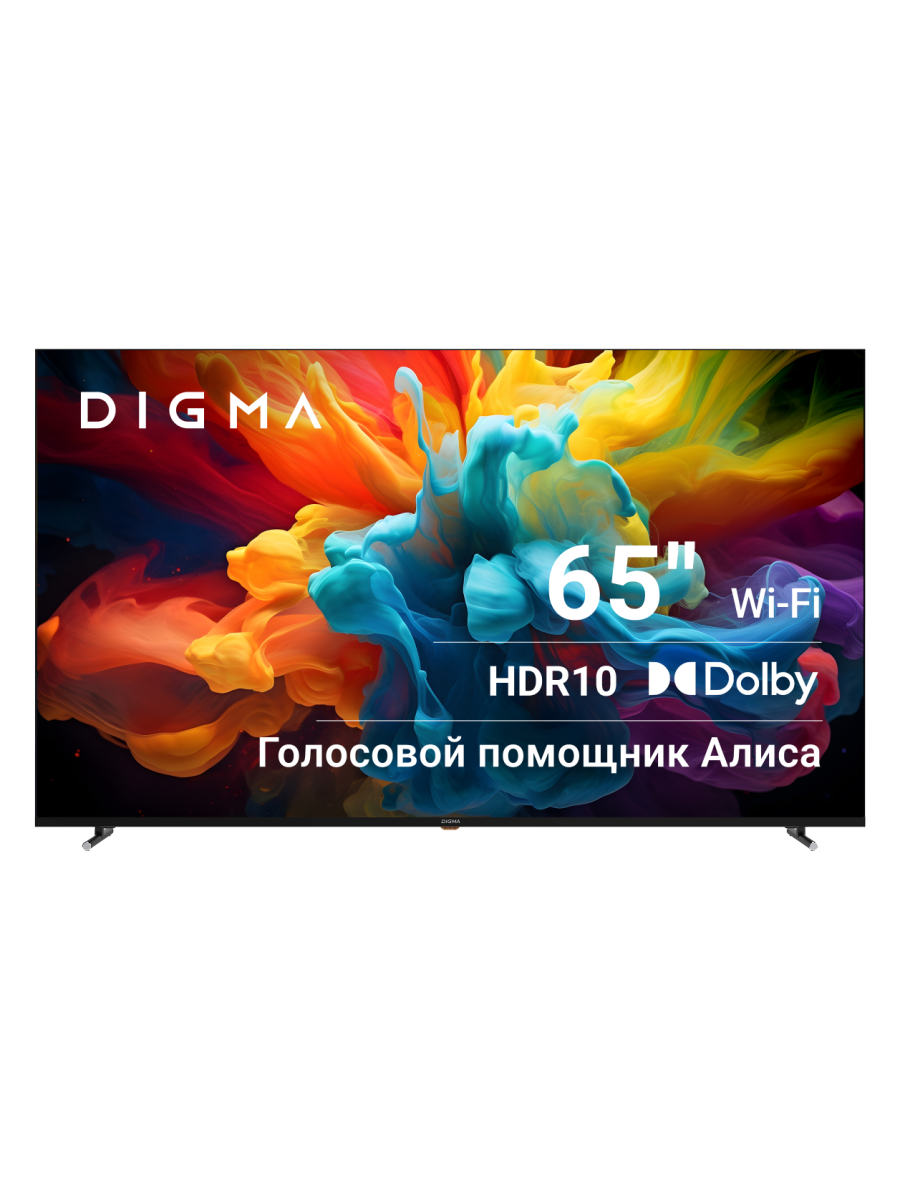 Телевизор Digma DM-LED65UBB33 65" LED, 4K Ultra HD, черный, смарт ТВ, YaOS