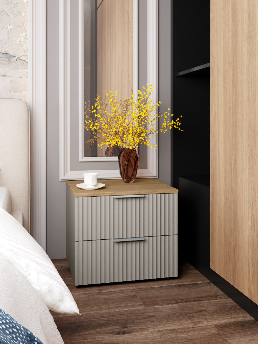 Тумба прикроватная Салерно 2 бежевый напольная 50 х 42 х 44 см