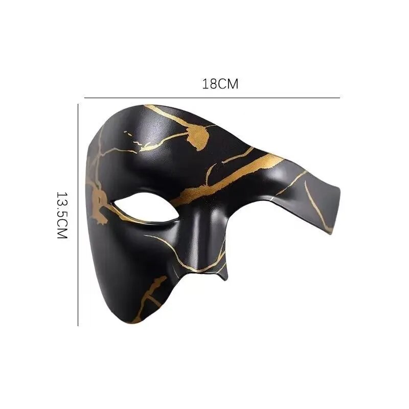 Полумаска для вечеринок Phantom of the Opera Black and Gold Party Mask Masquerade Mask для фотосессий — фото 1