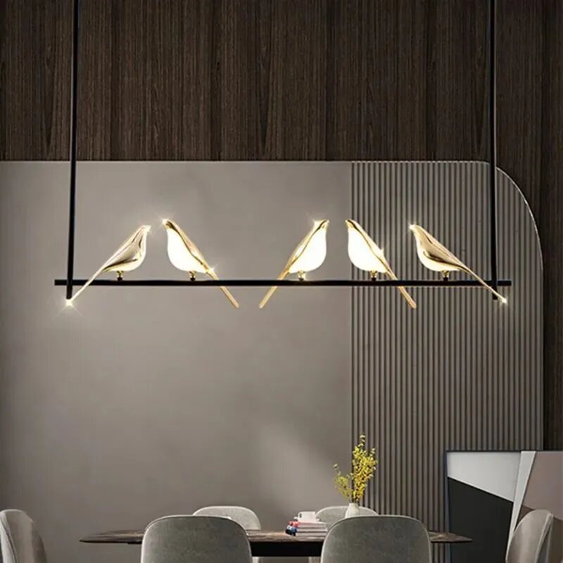 Люстра LED 35W для гостиной, Золотая птица, подвесной светильник из акрила, нейтральный свет 4000K