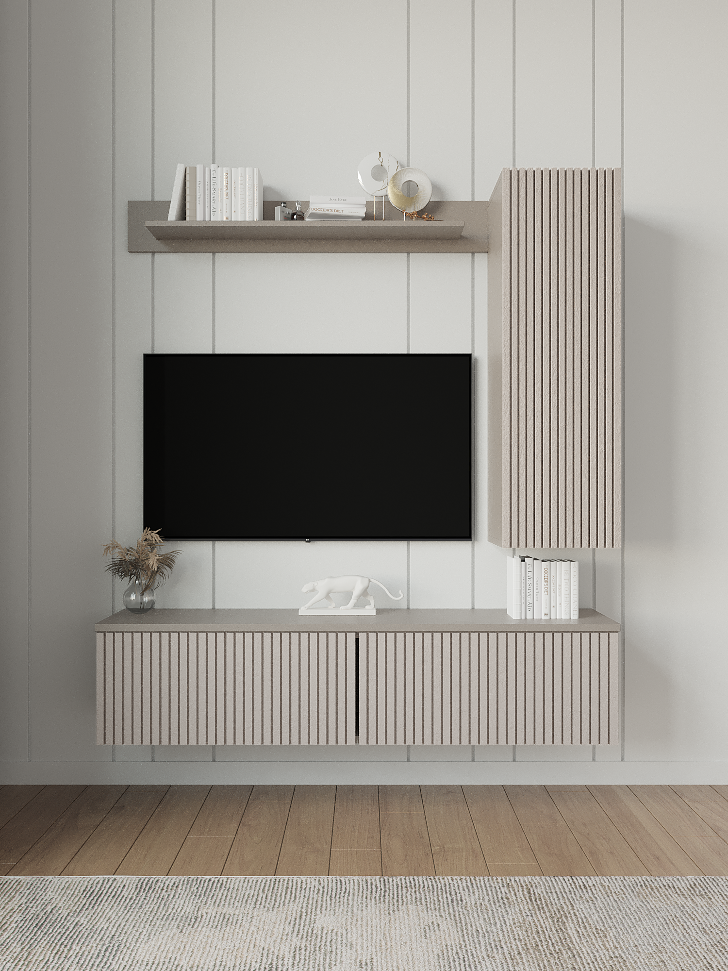 Модульная стенка ORBIS 1, современное исполнение, для гостиной, цвет Велюр, длина 137 см