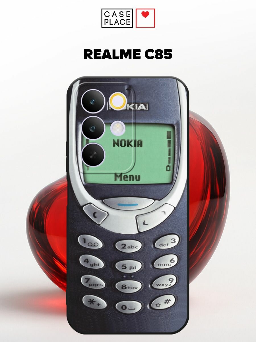 Черный матовый чехол на Realme C85 / Реалми C85 с принтом В виде Нокиа