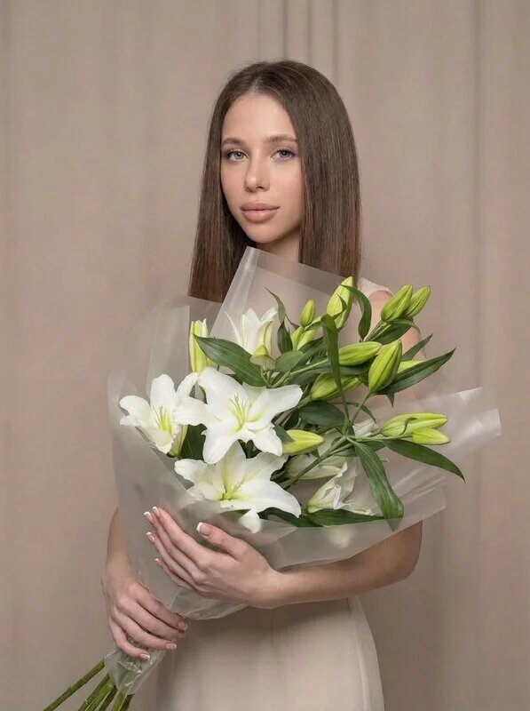 Букет из белых лилий — светлый букет цветов из белых лилий на любой повод