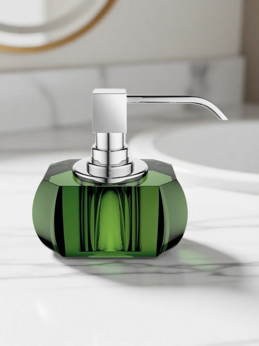 Дозатор для жидкого мыла настольный DECOR WALTHER, KRISTALL, 140 мл, английский зеленый/хром