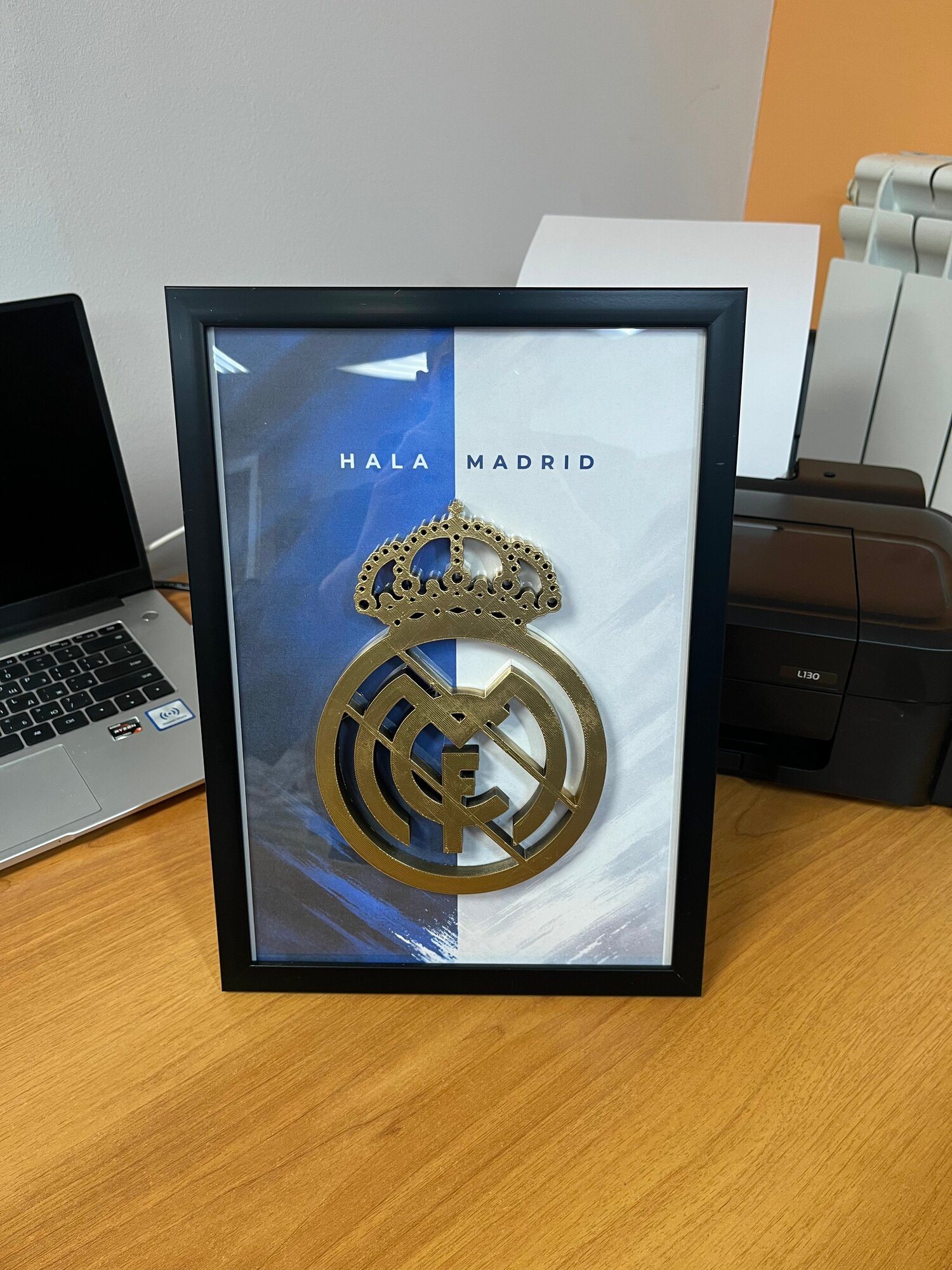 Картина Real Madrid, 3D логотип, Подарок фанату Реала