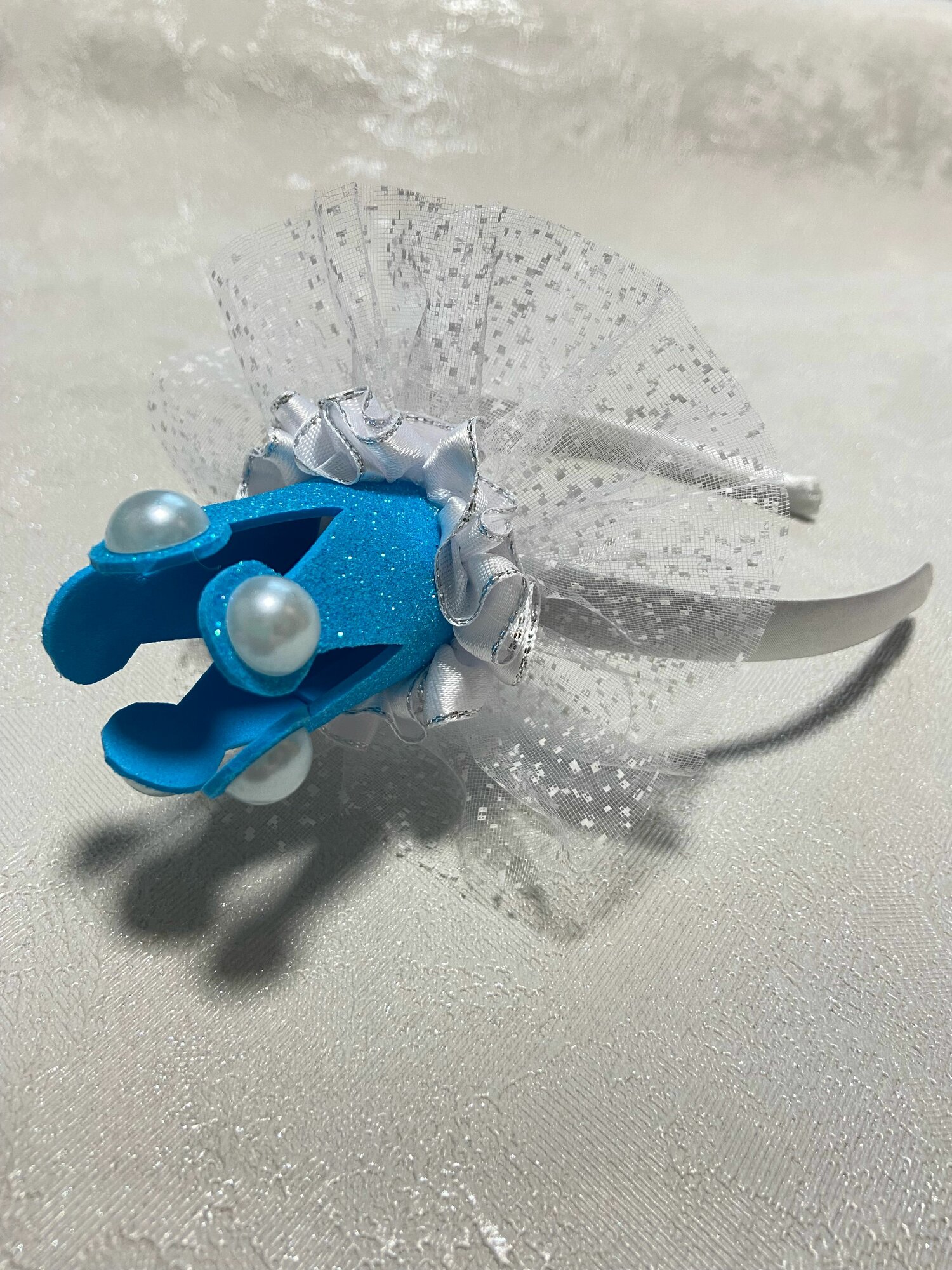 Ободок для девочки корона голубая ручной работы