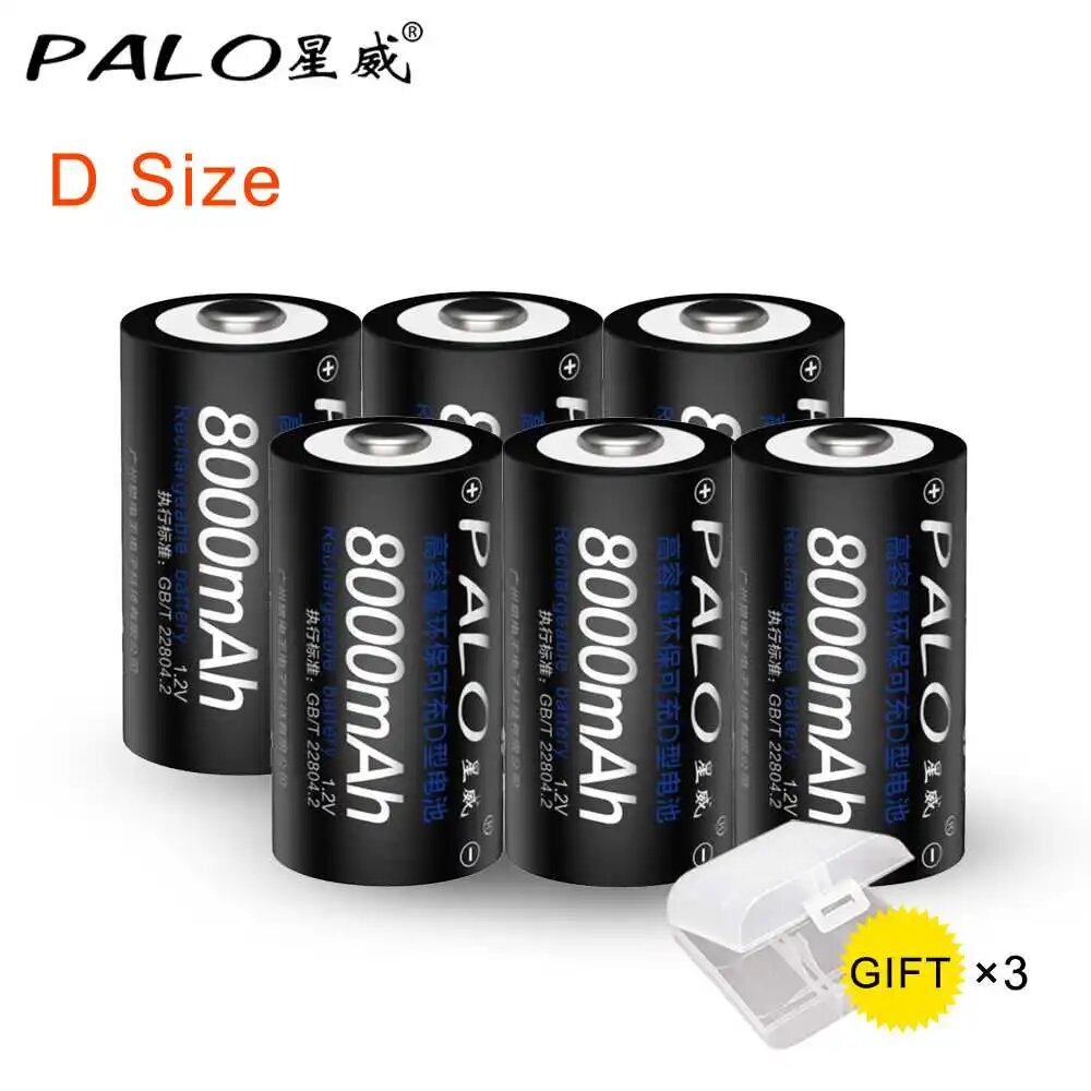PALO Аккумуляторная батарея 8000 мАч тип D 6PCS Black