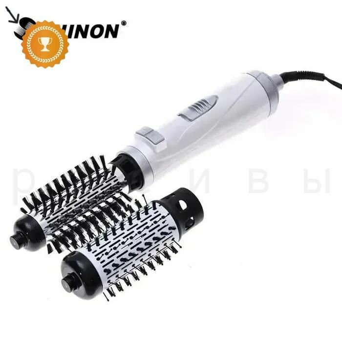 Фен-щетка для волос sku-4571. 卷发棒1 1000 Вт, скоростей 2, кол-во насадок 2, белый, золотой