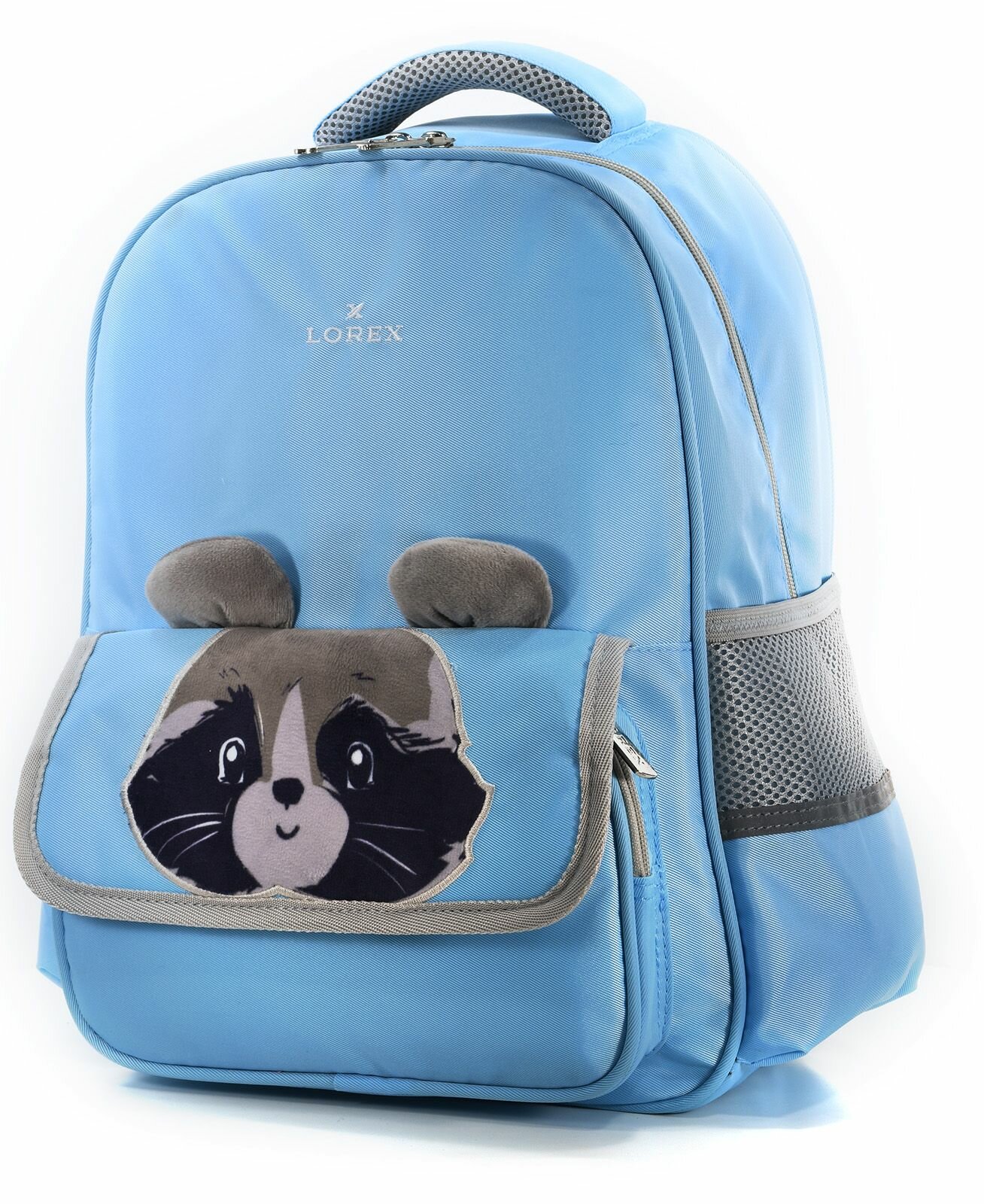 Рюкзак LOREX "CUTE RACOON", для девочек, эргономичный, водоотталкивающий, голубой — фото 1