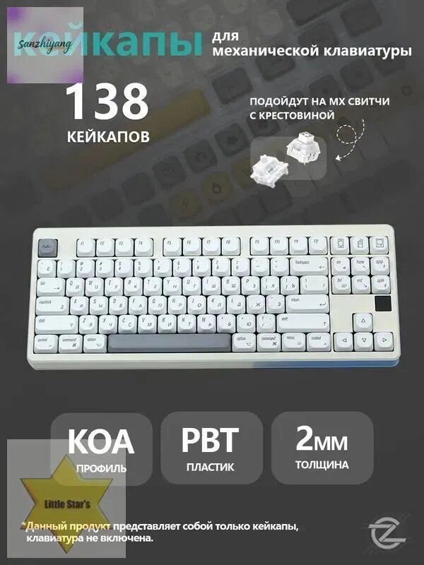 Кейкапы для механической клавиатуры русские, Mac Style кейкапы koa, кейкапы pbt, кириллица