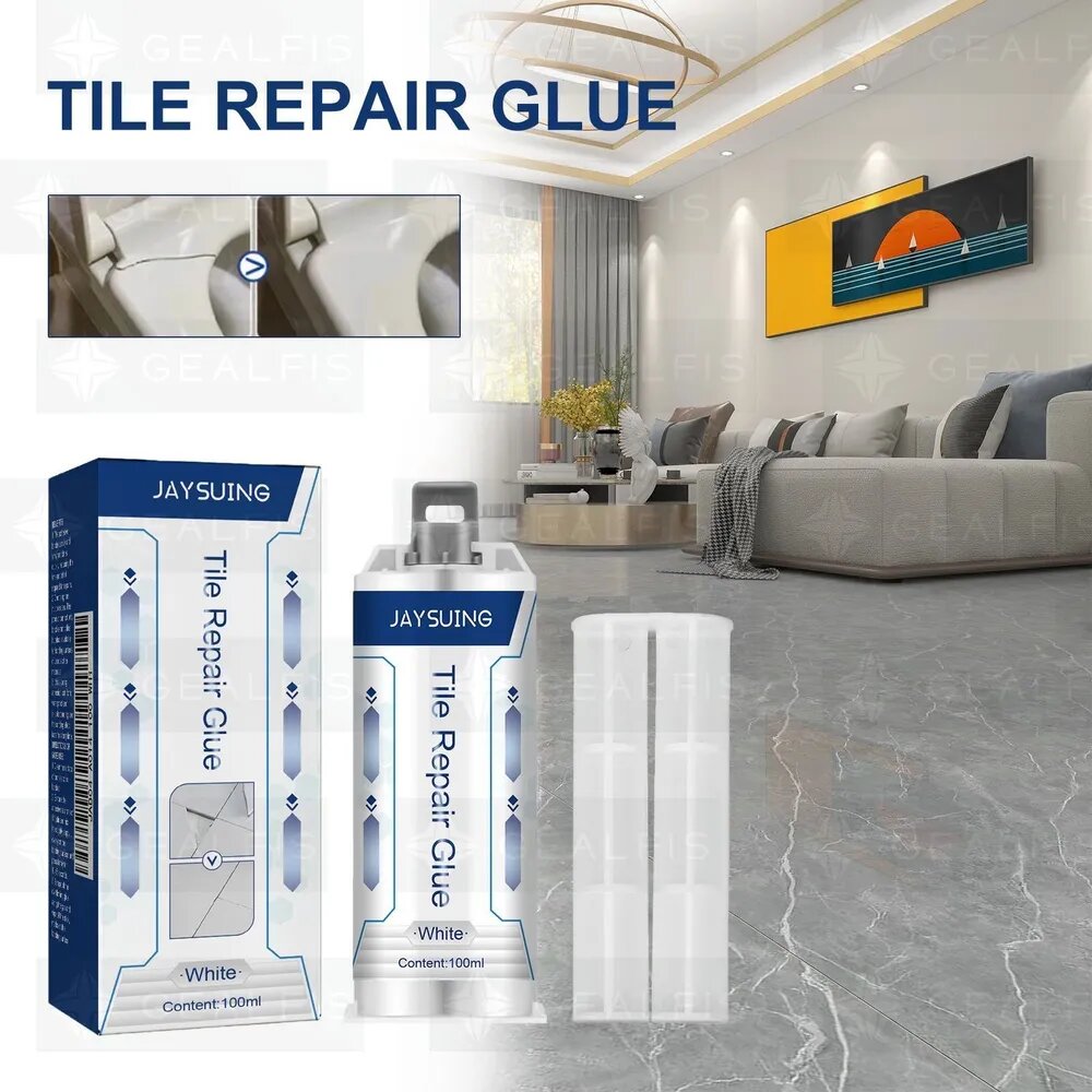 Jaysuing Tile Repair Glue 100ml White - Клей для керамической плитки, быстрое склеивание