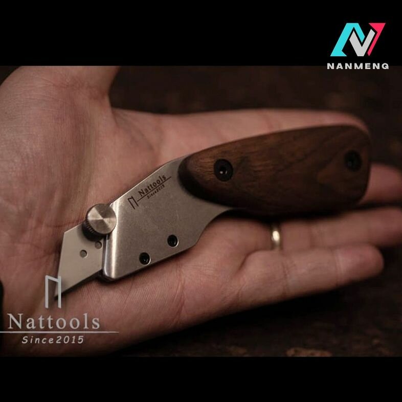 Эксклюзивный нож Nattools для кожи с ручкой из черного ореха, без деформаций и встряхиваний, трапециевидный