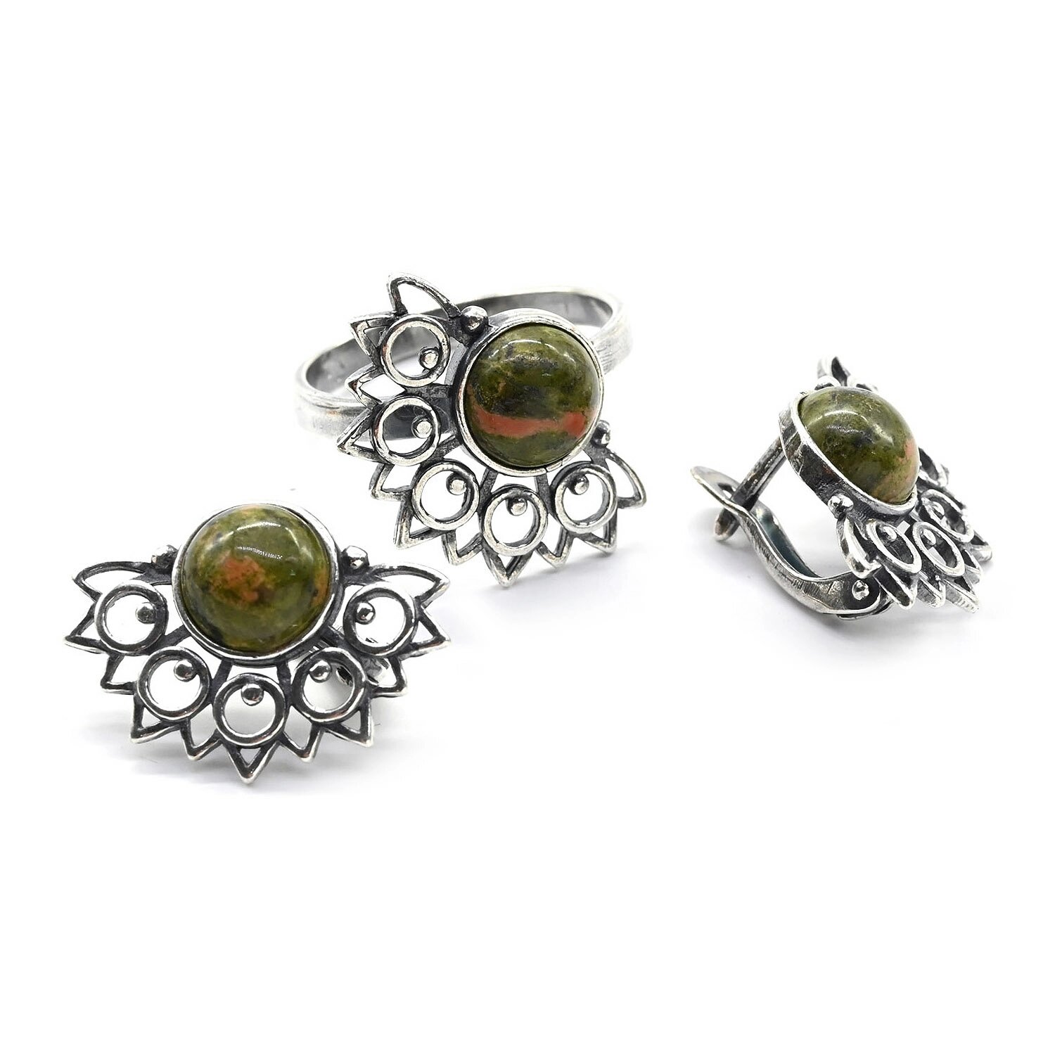 Комплект бижутерии: кольцо, яшма