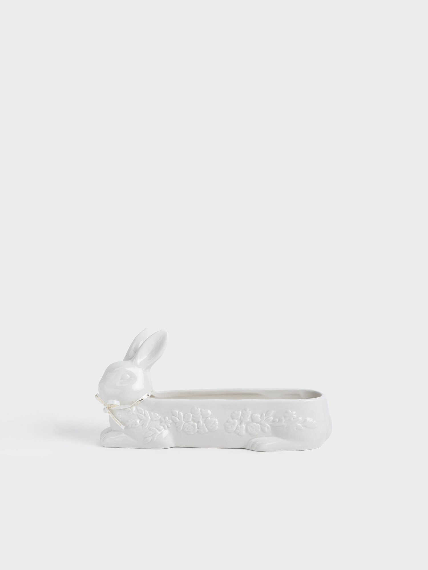 Конфетница, 30х14 см, керамика D, молочная, Кролик с цветами, Rabbit pattern, Kuchenland