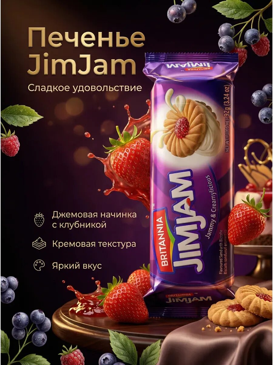 BRITANNIA JIMJAM/Печенье джим джем попс 92г)