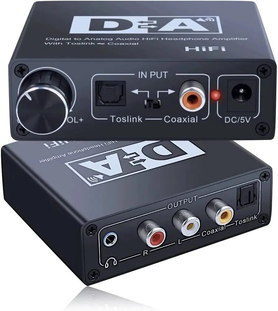 192KHz Цифровой Optical Coaxial Toslink - Аналоговый RCA jack3.5mm Аудио Hifi Конвертер с Spdif