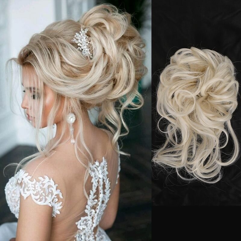 Кудрявый пучок вьющихся волос Tousled Updo Эластичная лента для волос Scrunchie