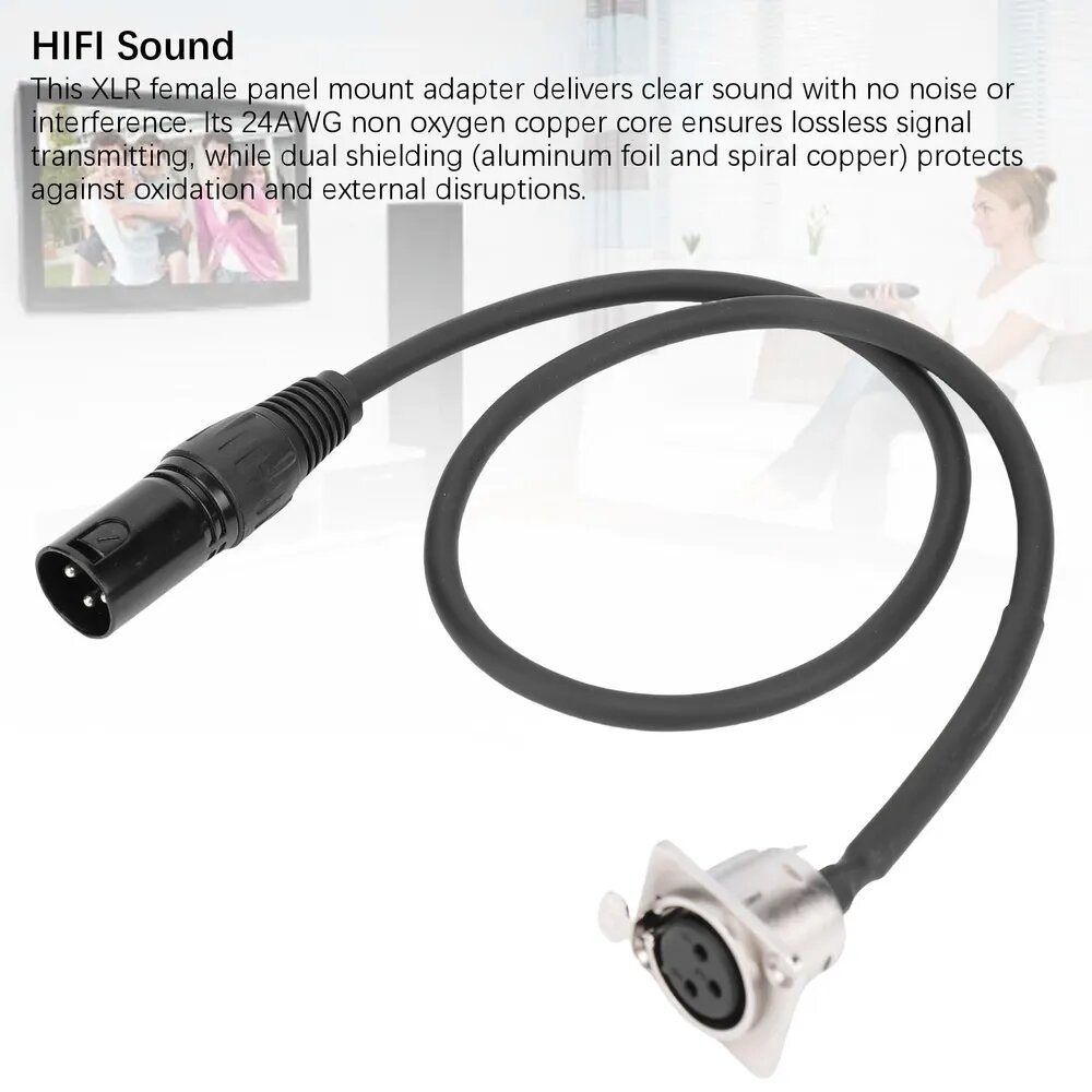 Аудиокабель XLR-XLR, черный, для микрофонов, сценического освещения, микшеров, усилителей — фото 1