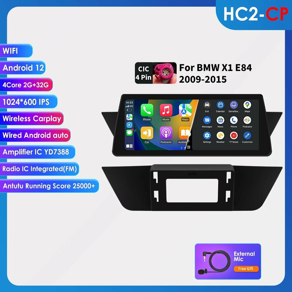 10,25-дюймовый экран Android14, автомобильный радиоприемник, мультимедийный X1 E84 2G-32G CIC