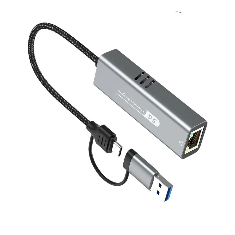 Сетевой кабель 5G Ethernet Adapter серебристый USB Type-C к RJ45