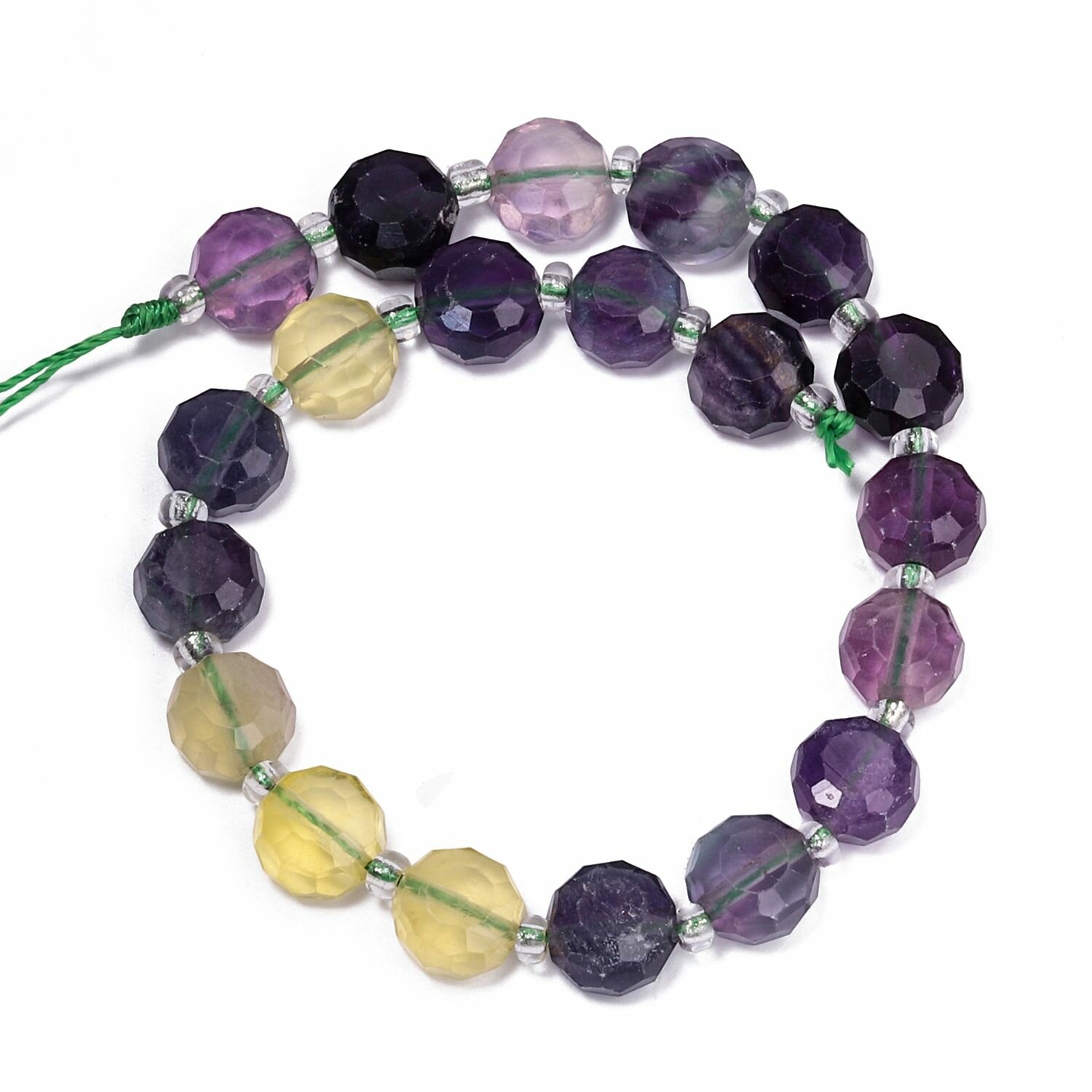 Натуральные бусины-кабошоны из разноцветного флюорита, 8x5мм, около 18шт, нить 19см, бисер для рукоделия, натуральный камень