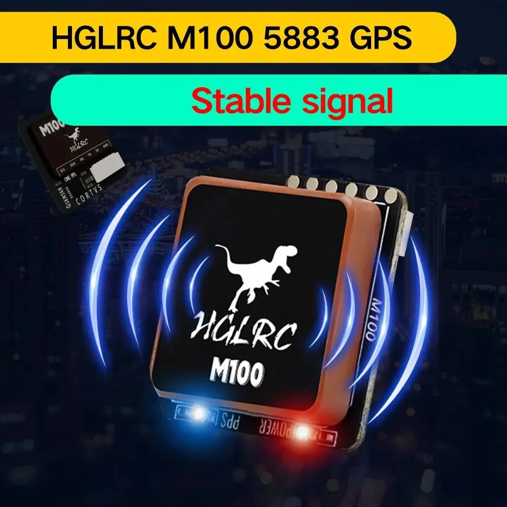 HGLRC M100-5883 GPS-модуль M10 с компасом, керамической антенной, встроенным светодиодным индикатором 21x21 мм-A