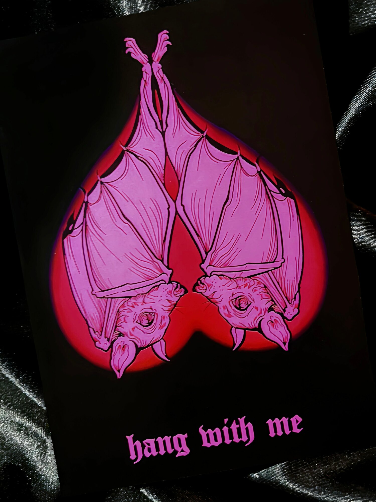 Готическая открытка ко дню святого Валентина 'Пара летучих тварей'