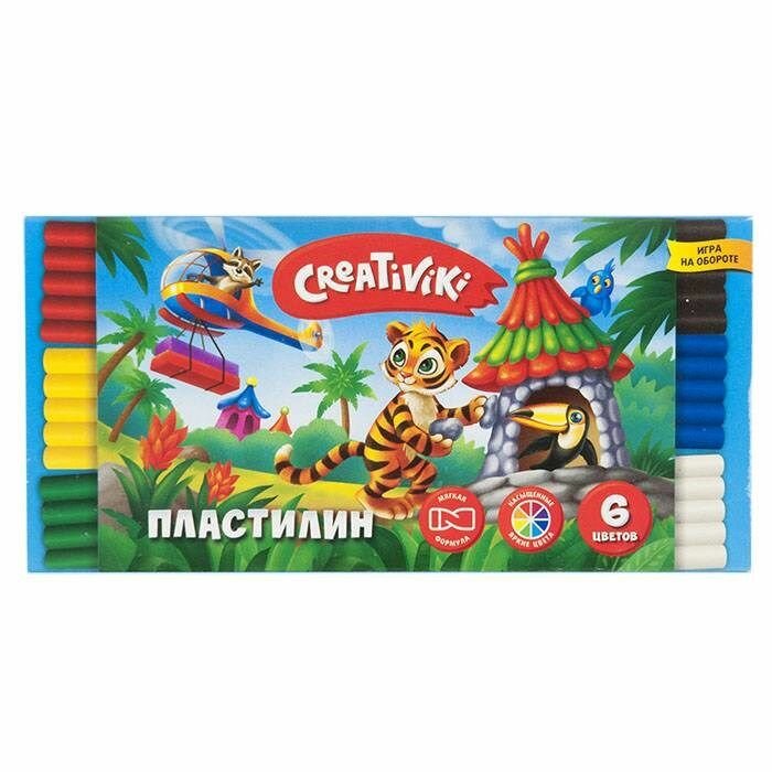 Набор пластилина Creativiki 6 цветов со стеком, для творчества