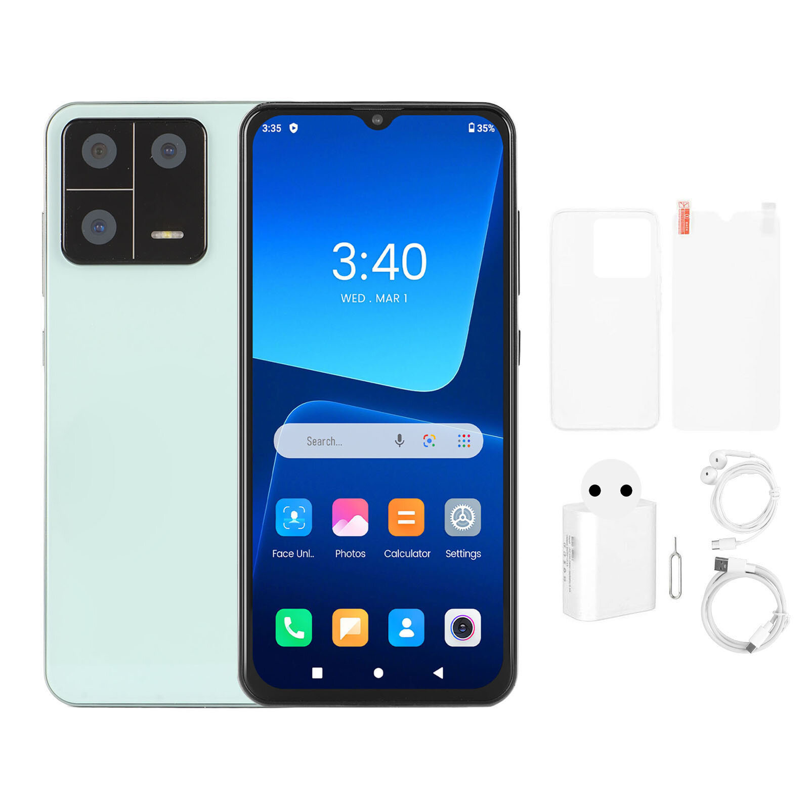 Разблокированный смартфон 4G: 6.54дюймовый IPS HD экран, 12 ГБ ОЗУ, 256 ГБ ПЗУ, камеры 16 Мп фронт.