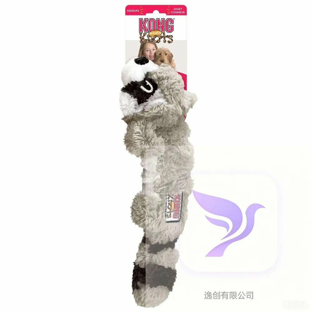 Kong Scrunch Knots Raccoon Игрушка для собак Енот с хрустящими узелками, 36 см