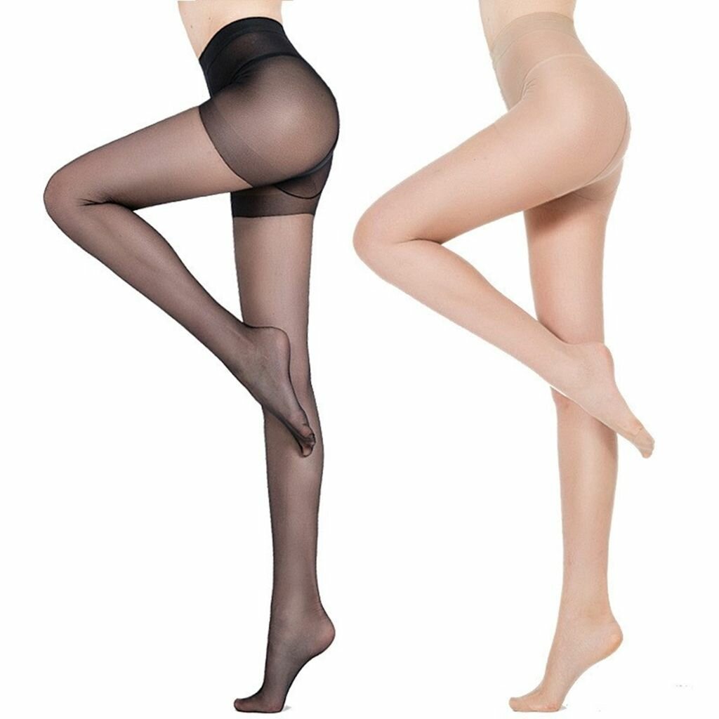 2 пары чулок-комбинезонов-черные в тон кожи