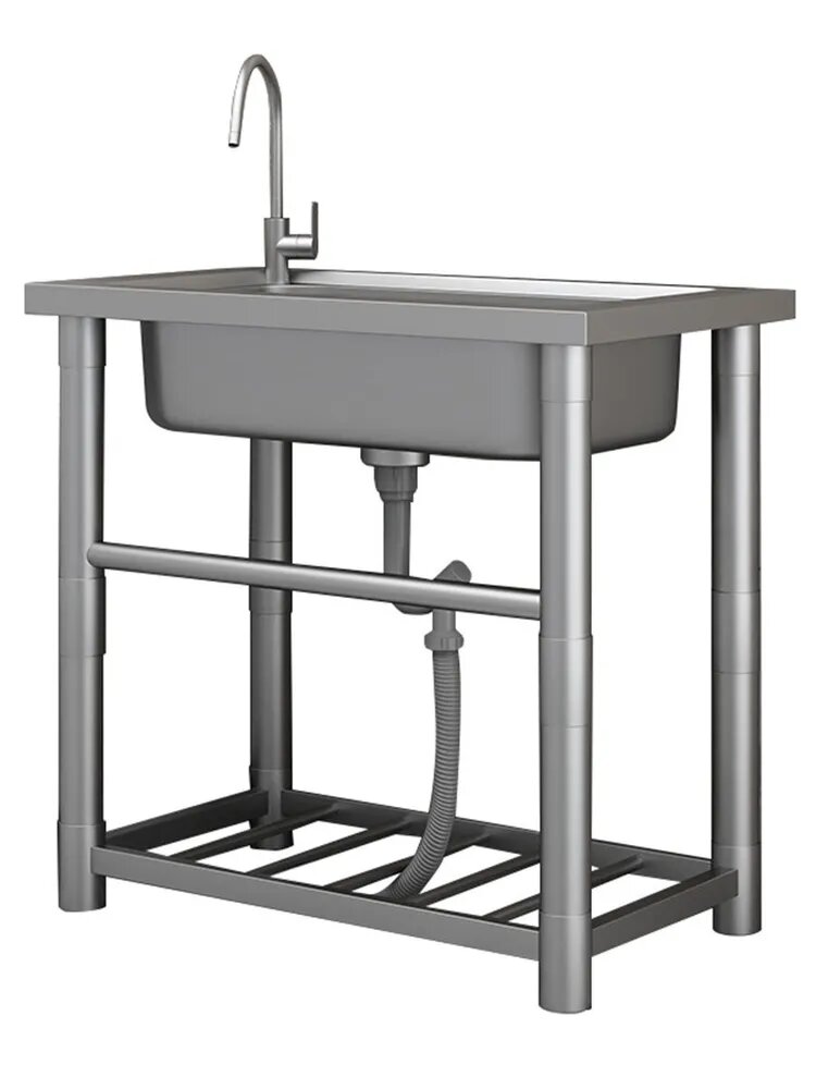 Раковина напольная из нержавеющей стали, 1 чаша, 75x47 см, Silvery